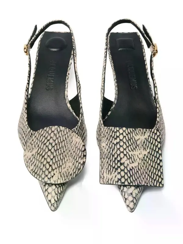 Jacquemus Snakeskin Print Slingback Pumps