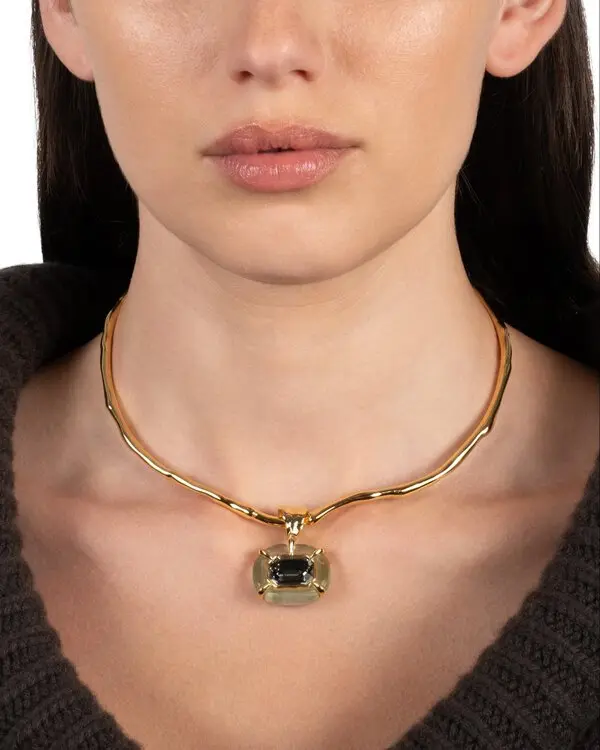 Alexis Bittar Lucite Jeweled Crystal Collar Necklace - Sage