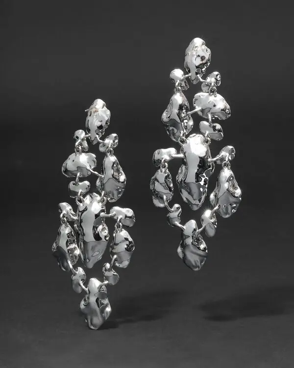 Alexis Bittar Brut Large Mosaic Dangle Earrings - Silver