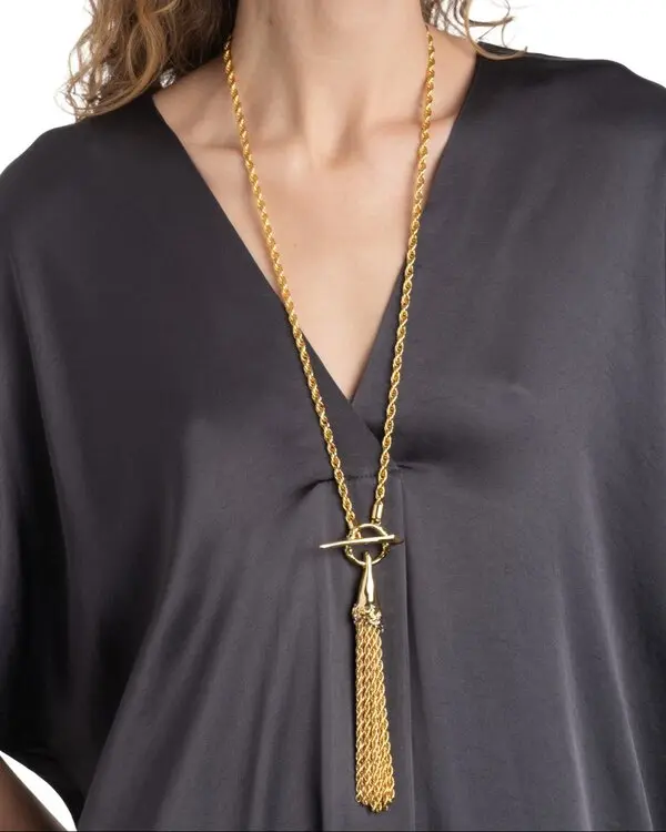 Alexis Bittar Brut Long Tassel Necklace - Gold
