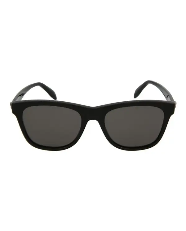 Alexander McQueen Acetate Square Frame Sunglasses - Black Black Grey (am0158s/30006088/001)