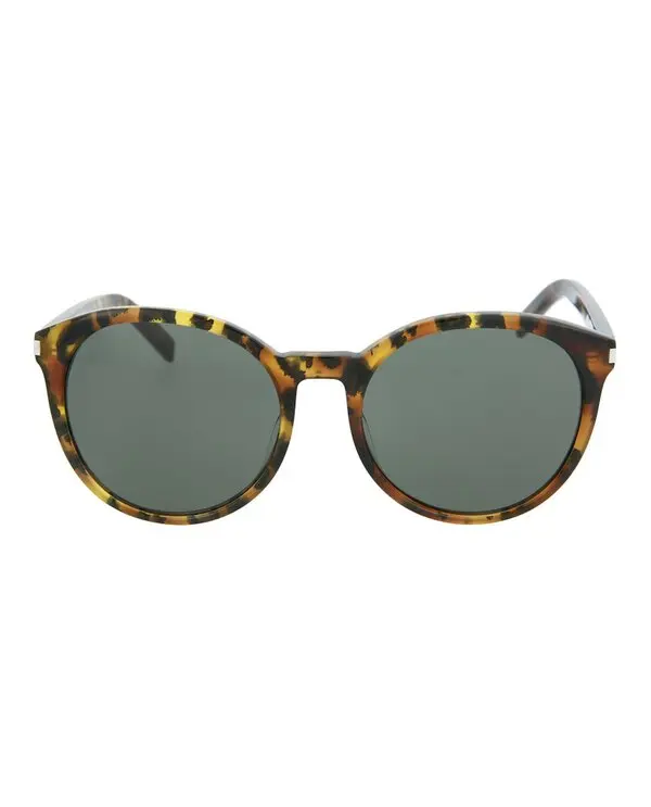 Saint Laurent Round Frame Acetate Sunglasses - Avana Grey (classic6/30000165/009)
