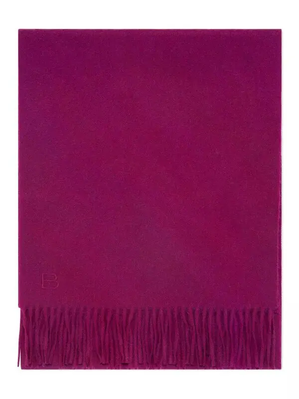 Eric Bompard Fringed Monogram Scarf - Purple