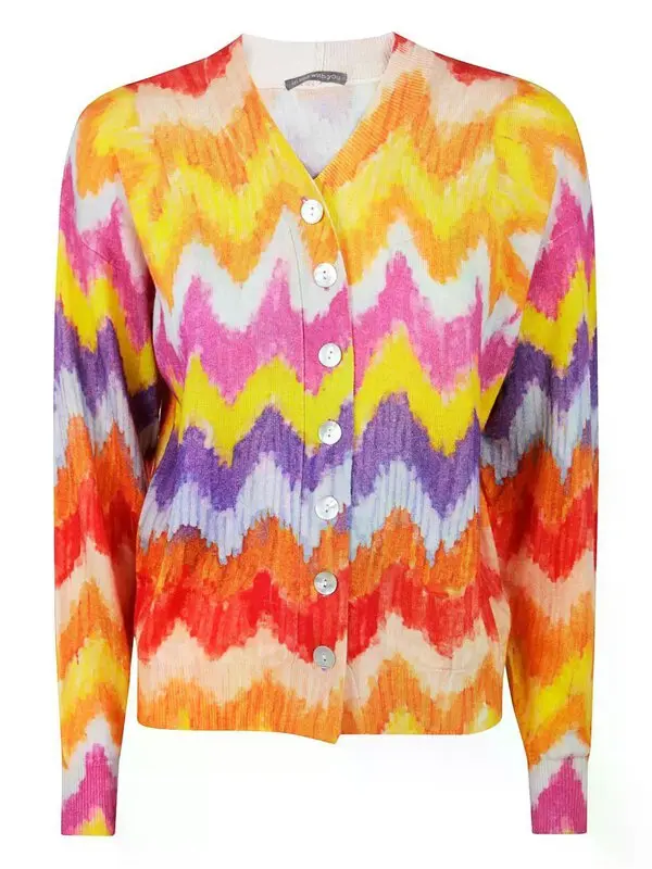 IN BED WITH YOU Abstract-print Wool Cardigan - Yellow