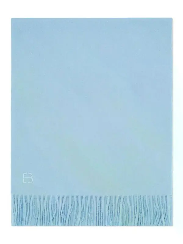 Eric Bompard Monogram Fringed Scarf - Blue