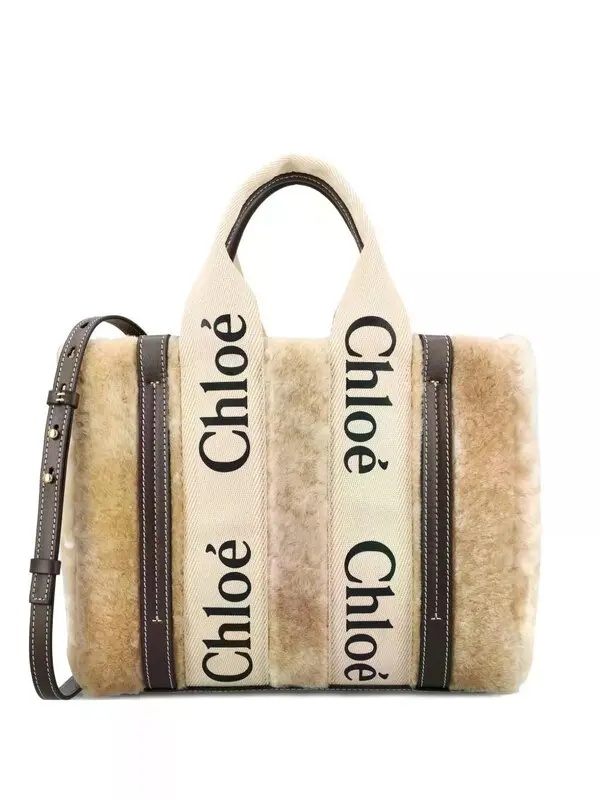 Chloé Logo-plaque Shearling Tote Bag