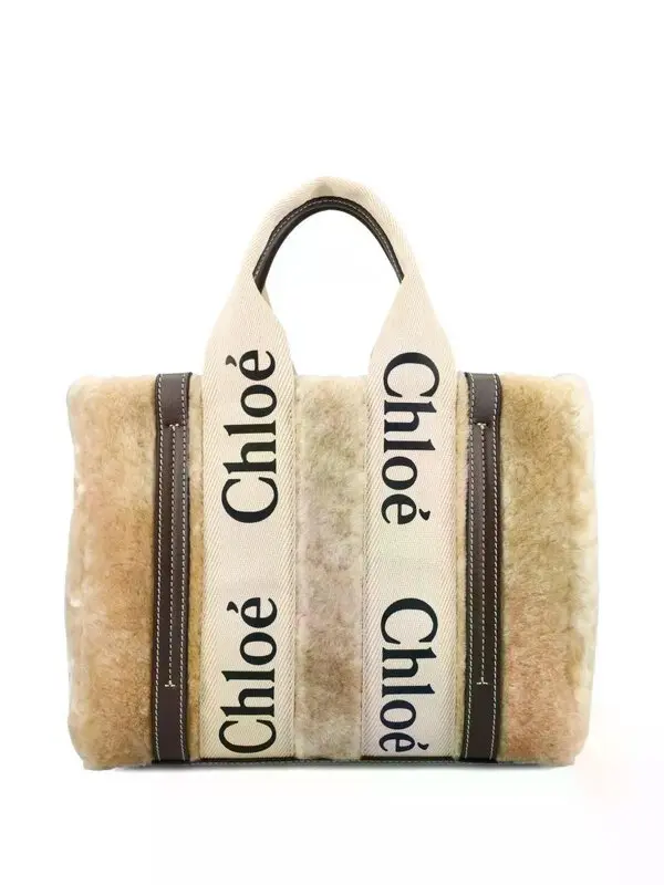 Chloé Logo-plaque Shearling Tote Bag
