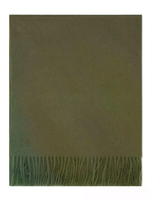 Eric Bompard Monogram Fringed Scarf - Green