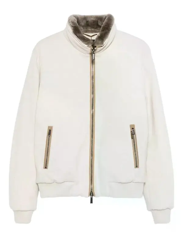 MOORER Zip-front Jacket With Fur Collar - Neutrals