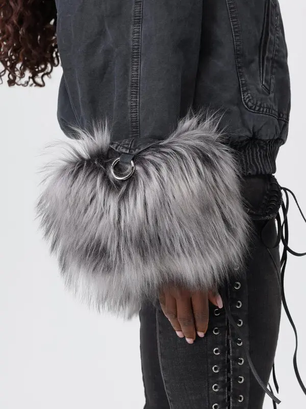 Blumarine Cropped Jacket With Fur Trim - Black