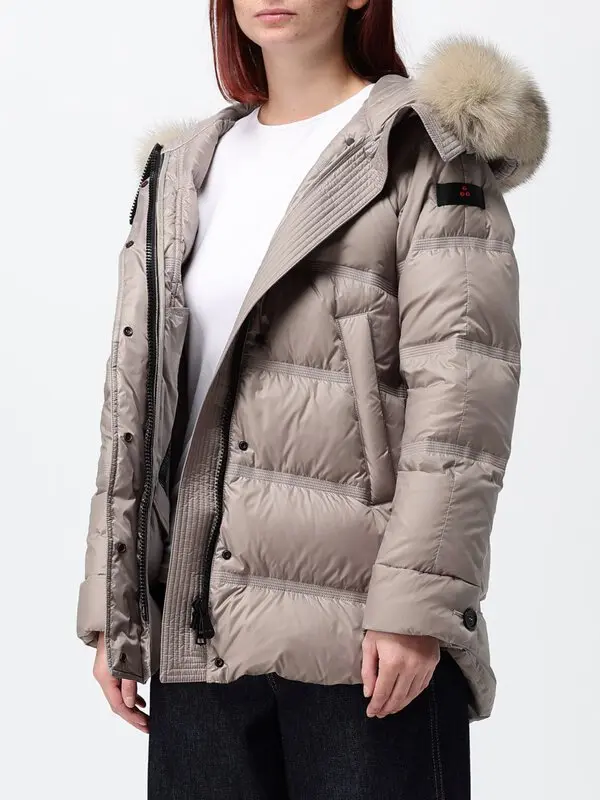 Peuterey Quilted Down Jacket With Fur Hood - Beige