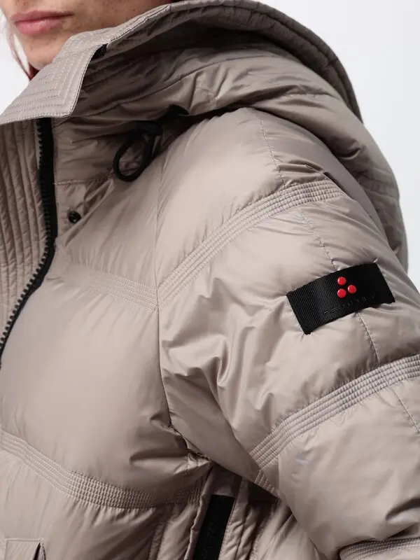 Peuterey Quilted Down Jacket With Fur Hood - Beige