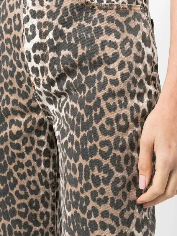 GANNI High-waisted Animal Print Cropped Flare Jeans