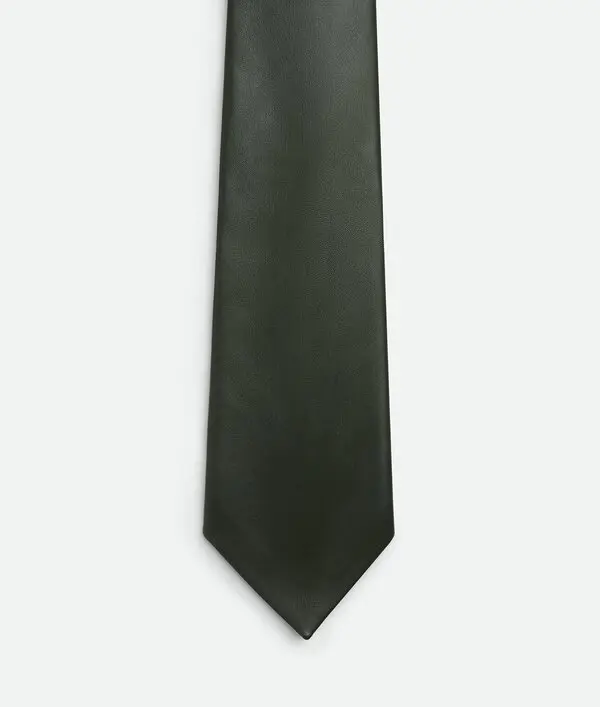 BOTTEGA  VENETA Leather Neck Tie - Dark Green