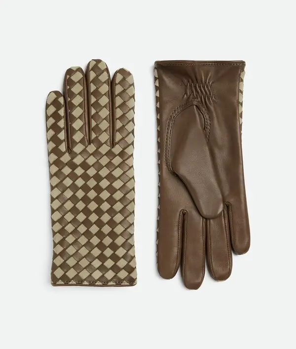 BOTTEGA  VENETA Intrecciato Nappa And Suede Gloves - Liana/travertine