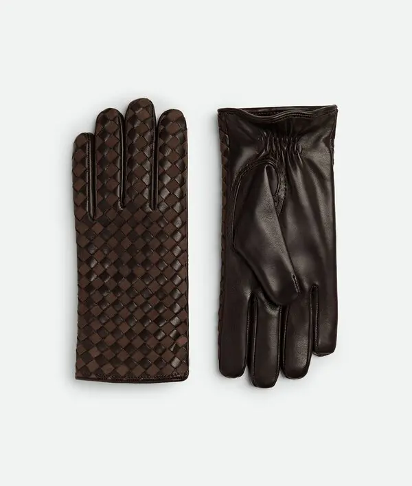 Bottega Veneta Intrecciato Nappa And Suede Leather Gloves - Fondant/tobacco