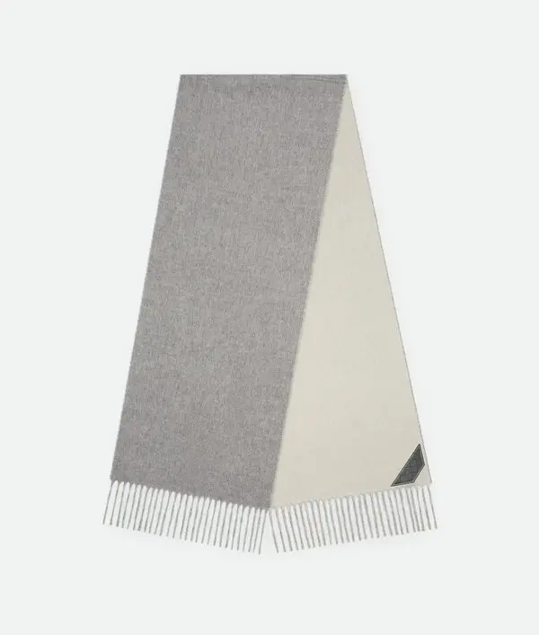 Bottega Veneta Bi-color Cashmere Scarf - White Grey