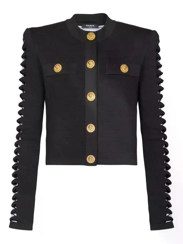 Balmain Cut-out Sleeve Buttoned Cardigan