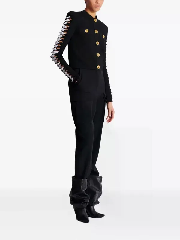 Balmain Cut-out Sleeve Buttoned Cardigan
