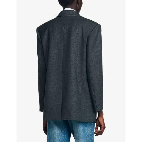 Sandro Single-breasted Woven Blazer With Side Pockets