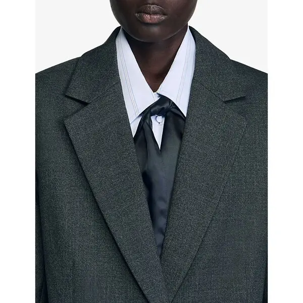 Sandro Single-breasted Woven Blazer With Side Pockets