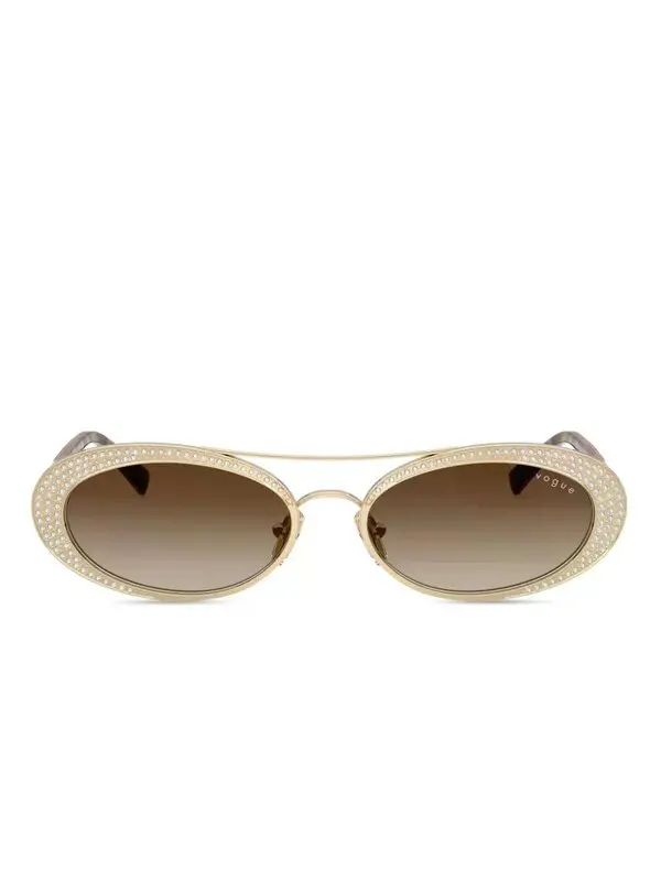 VOGUE EYEWEAR Crystal-embellished Oval Sunglasses - Gold