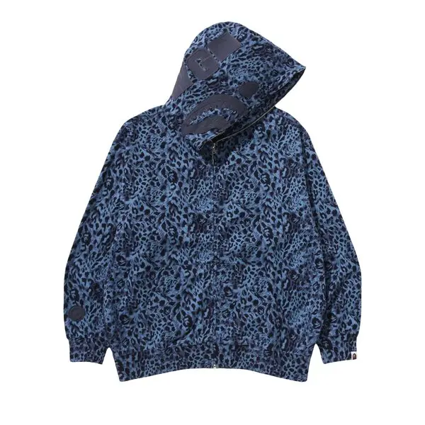 A BATHING APE Wild Leopard Shark Full Zip Hoodie - Blue