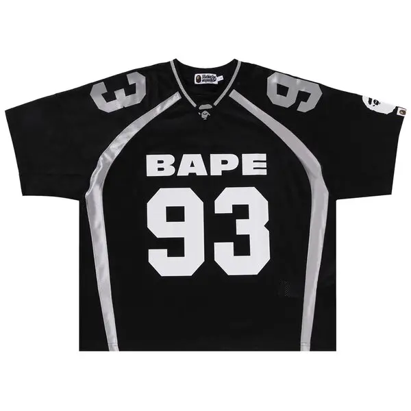 A BATHING APE Line Camo Jacquard Relaxed Fit Football Jersey - Black