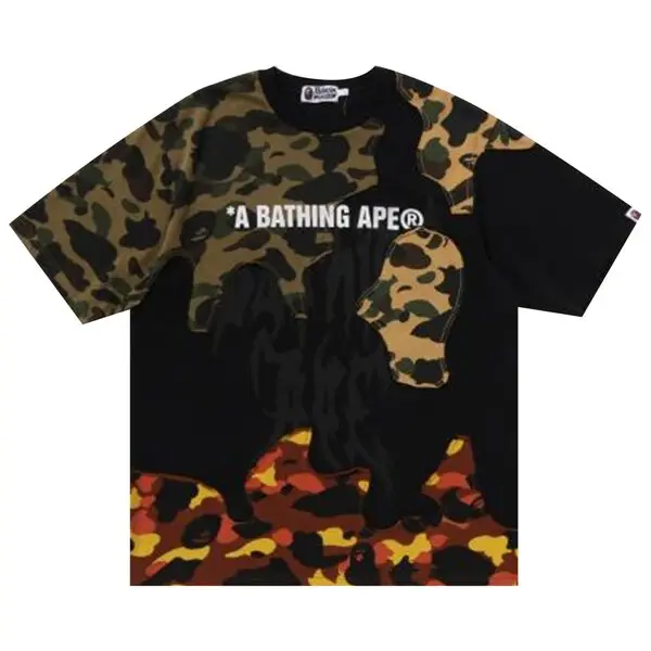 A BATHING APE 1st Camo Upcycled Logo Relaxed Fit Tee - Black