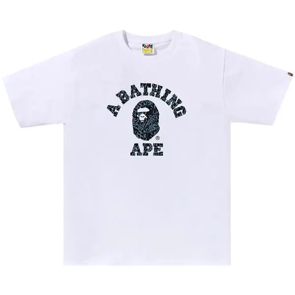 A BATHING APE Wild Leopard College Tee - White