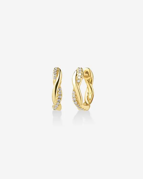 Ring Concierge Twist Diamond Huggie Earrings - One-color