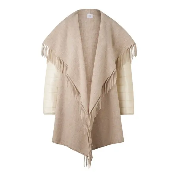 Bogner Poncho With Quilted Nylon Sleeves - Beige