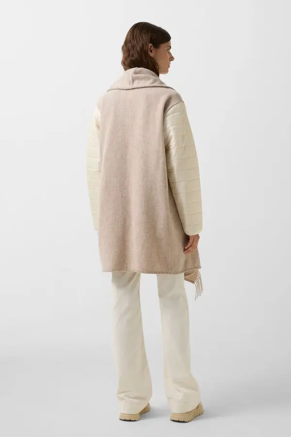 Bogner Poncho With Quilted Nylon Sleeves - Beige