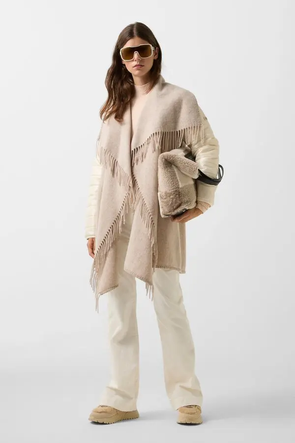 Bogner Poncho With Quilted Nylon Sleeves - Beige