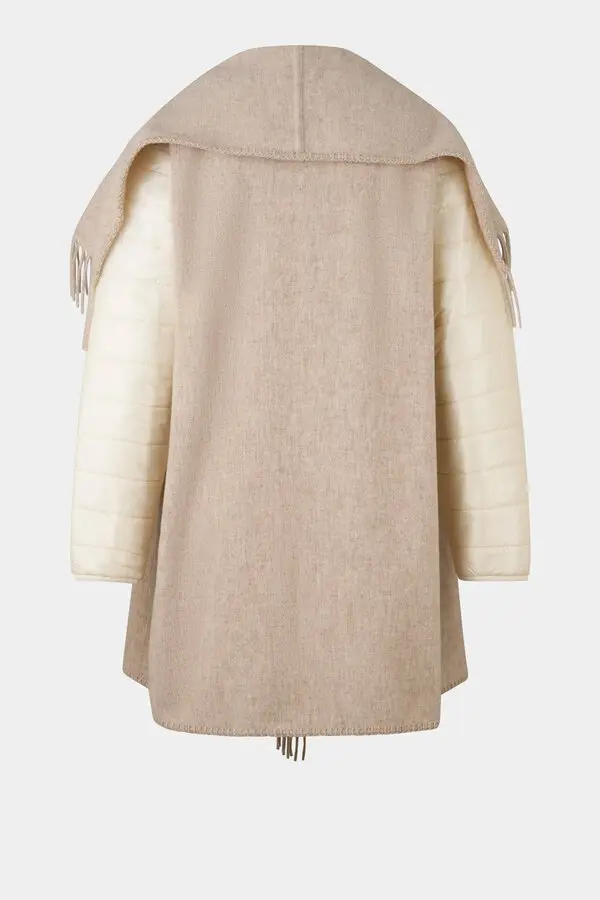 Bogner Poncho With Quilted Nylon Sleeves - Beige