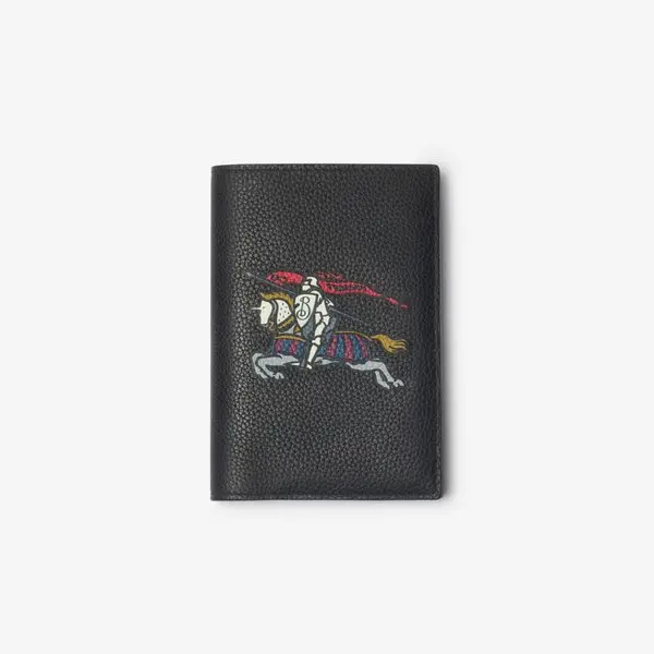 Burberry Equestrian Knight Design Passport Holder - Black