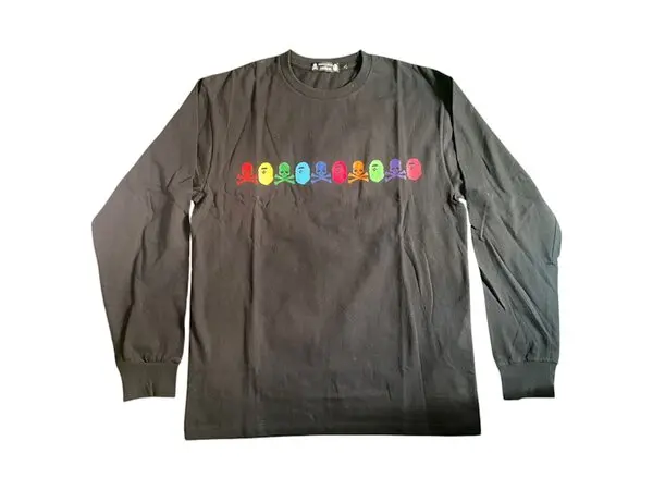 A BATHING APE Vs. Mastermind Rainbow Logo Long Sleeve T-shirt