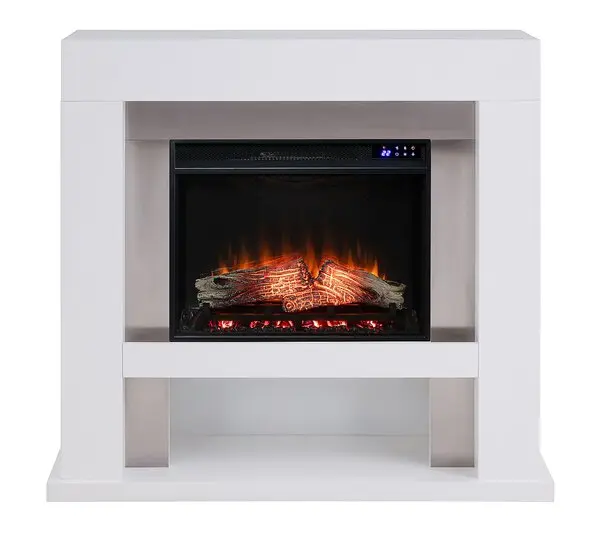 SEI FURNITURE Sei Lirrington Stainless Steel Touch Screen Ele Ctric Fireplace - Silver