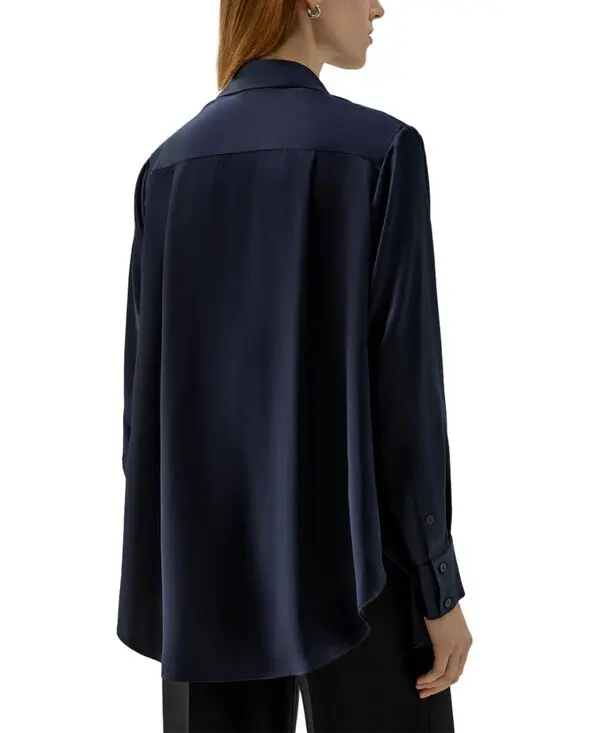 Lilysilk Silk Oversized Shirt - Navy Blue