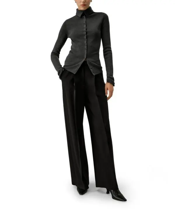 Lilysilk Silk Cashmere Slim Fit Sweater - Thunder