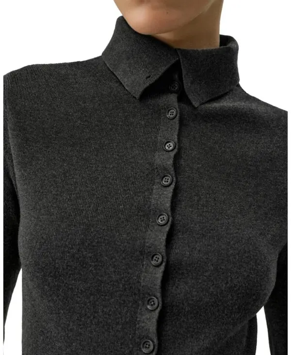 Lilysilk Silk Cashmere Slim Fit Sweater - Thunder
