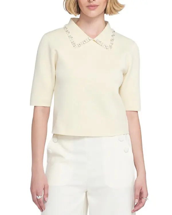 ELLE COLLECTION Embellished Collar Knit Top