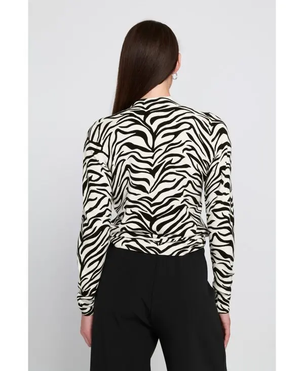 ELLE COLLECTION Zebra Printed Feather Weight Top