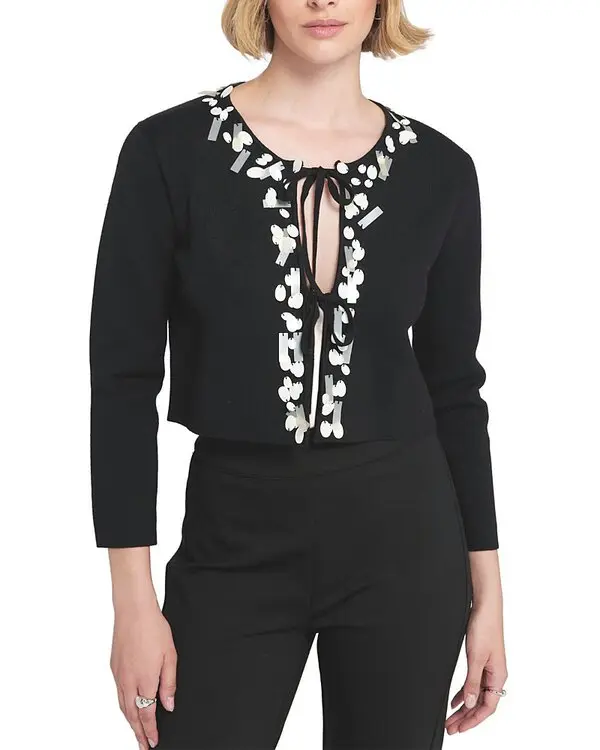 ELLE COLLECTION Sequin Tie Front Cardigan