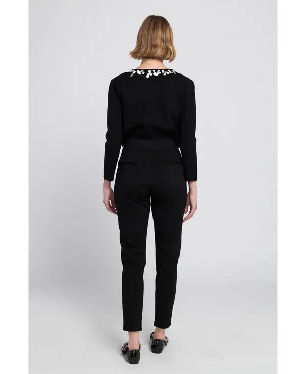 ELLE COLLECTION Sequin Tie-front Cardigan - Black