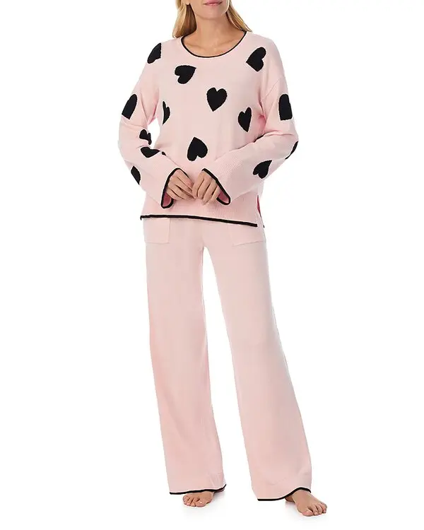 Kate Spade New York Long Sleeve Pajama Set - Scattered Heart Pink