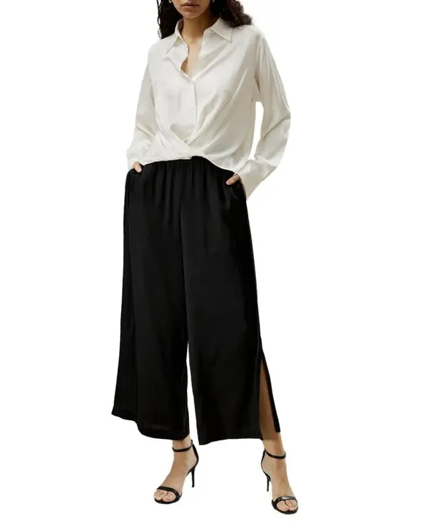 Lilysilk Hem Pleated Silk Blouse - Natural White