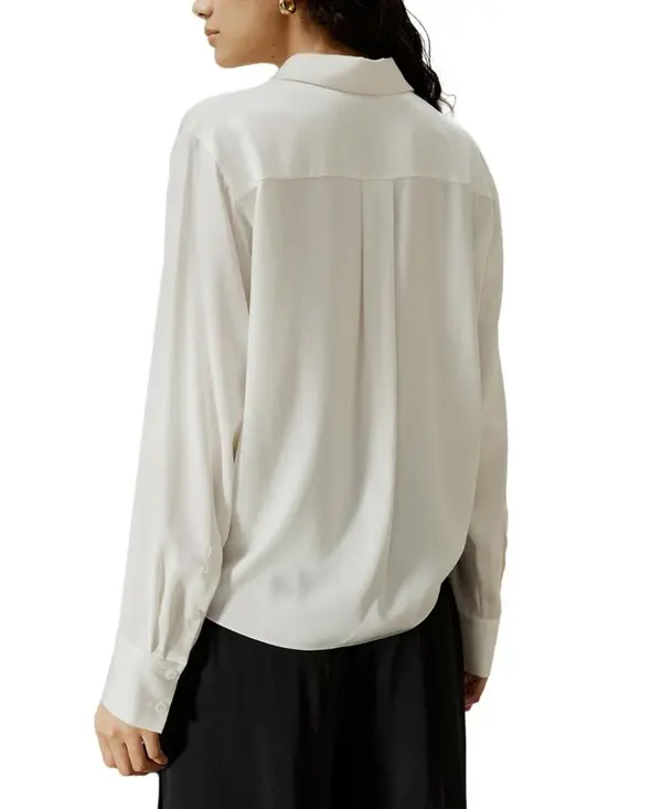 Lilysilk Hem Pleated Silk Blouse - Natural White