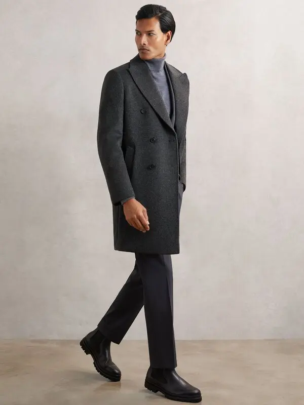 REISS Timpano Wool-blend Overcoat - Charcoal Grey
