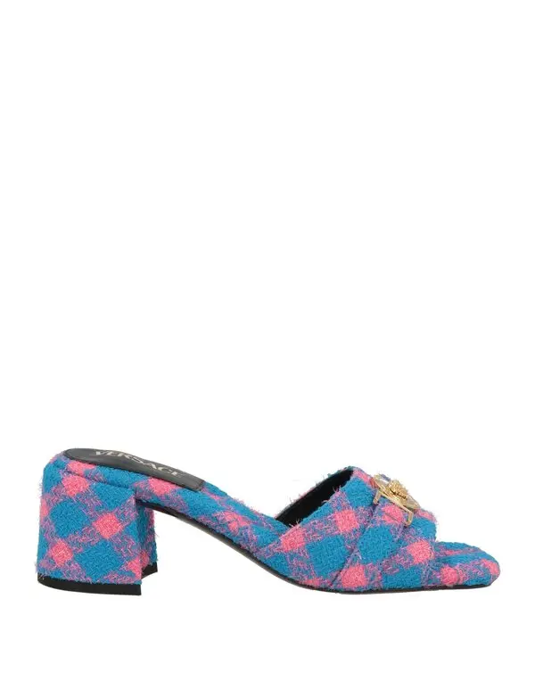 Versace Embellished Tweed Slide Sandals In Blue - 82% Off  display picture 2
